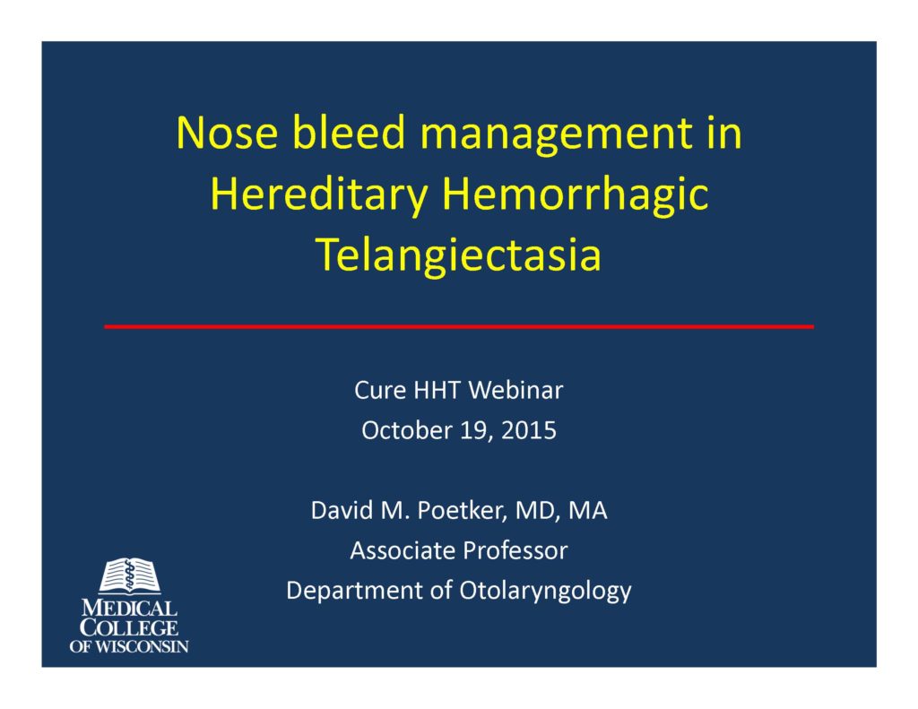 Nosebleed Management in HHT (recorded) - CureHHT