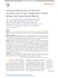 Intravenous Bevacizumab for Refractory HHT Related Epistaxis and GI ...