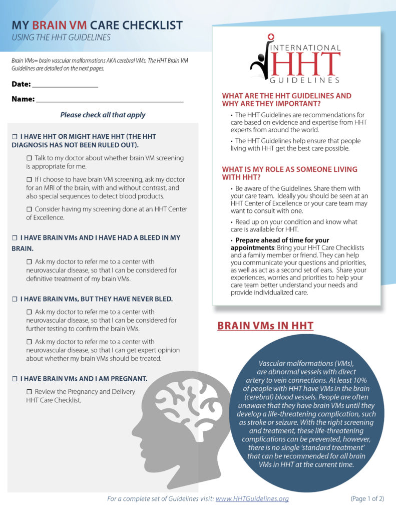 My HHT Brain VM Care Checklist - CureHHT