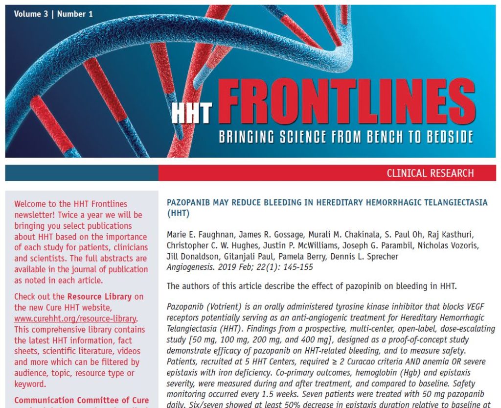 HHT Frontlines Scientific Newsletter (2019) - CureHHT